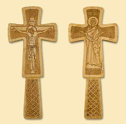 Priest's Blessing Laser-engraved Cross with Holy Mother of God on reve ...