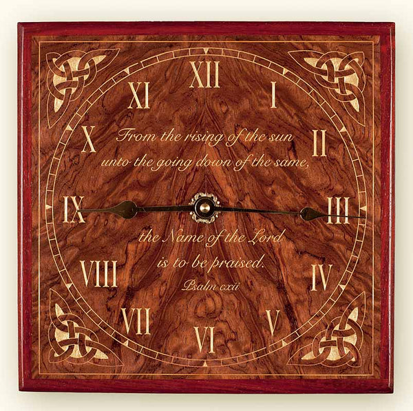 Square Laser-engraved Bubinga Wood Clock with Gold Filled Inscription ...